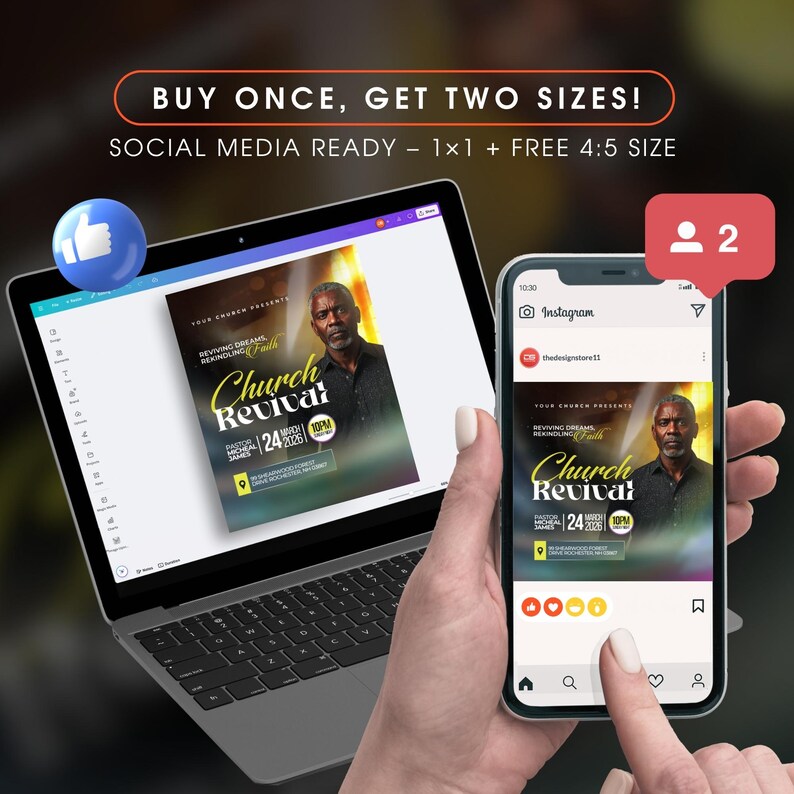 Editable Church Revival Flyer Template, Christian Event Graphics ...