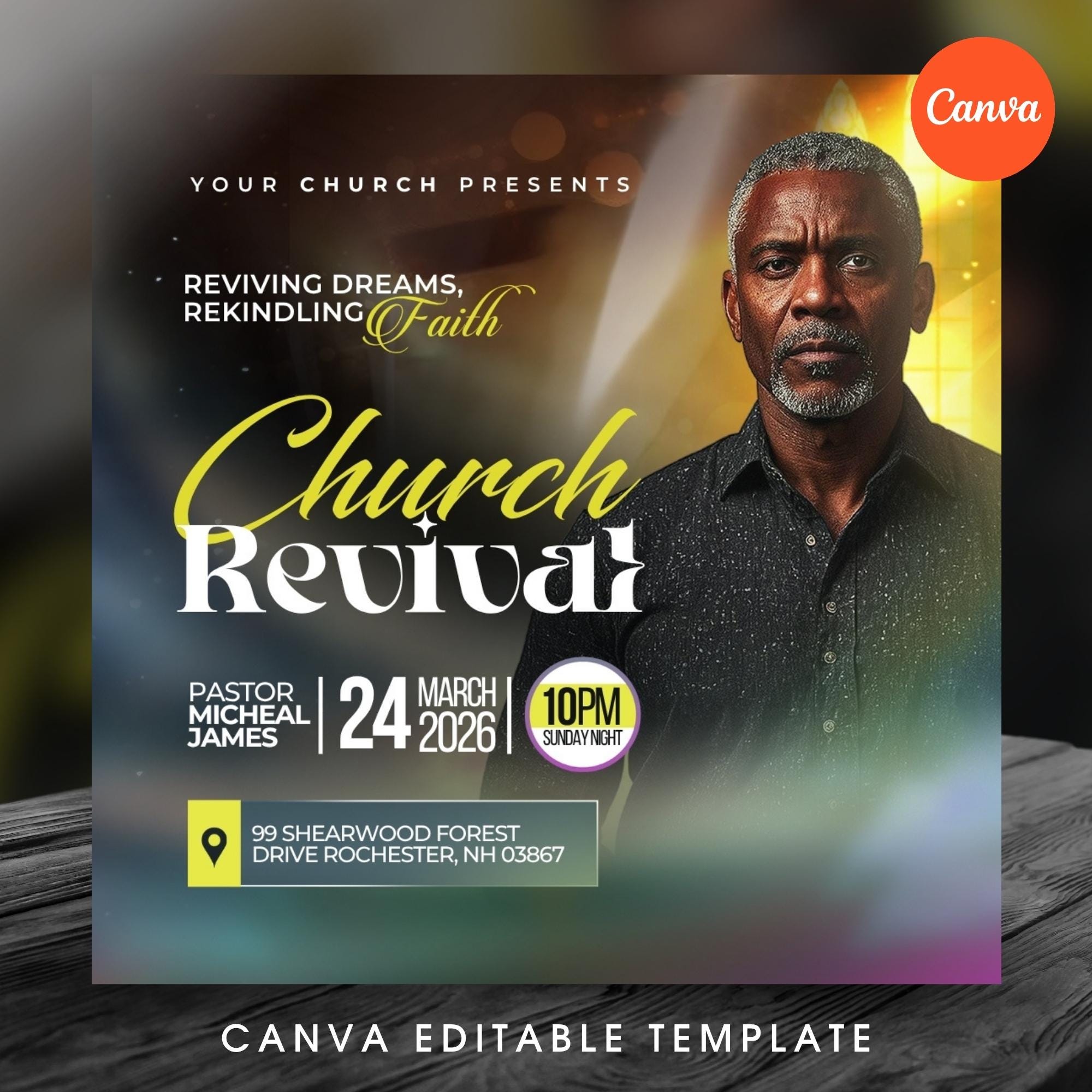 Editable Church Revival Flyer Template, Christian Event Graphics ...