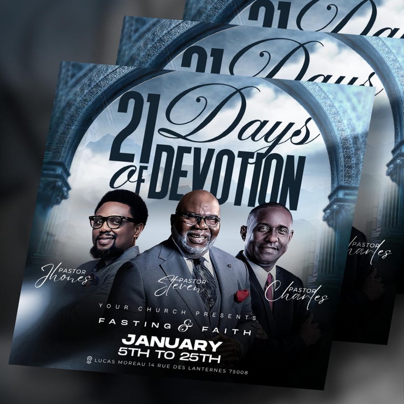 21 Days of Devotion Church Flyer Template Fasting & Prayer Night Faith ...