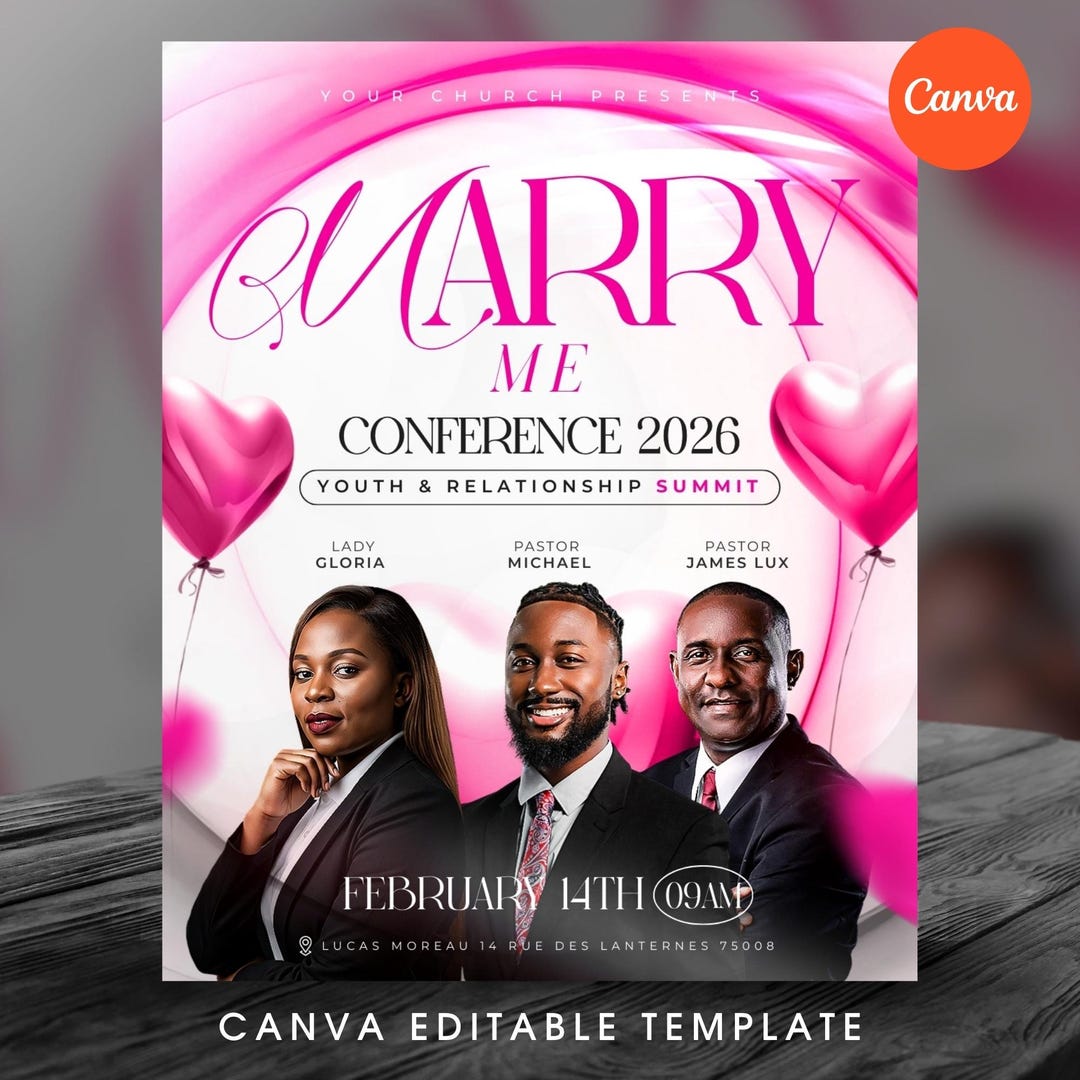 Marriage Conference Church Flyer Template, Christian Church Events ...