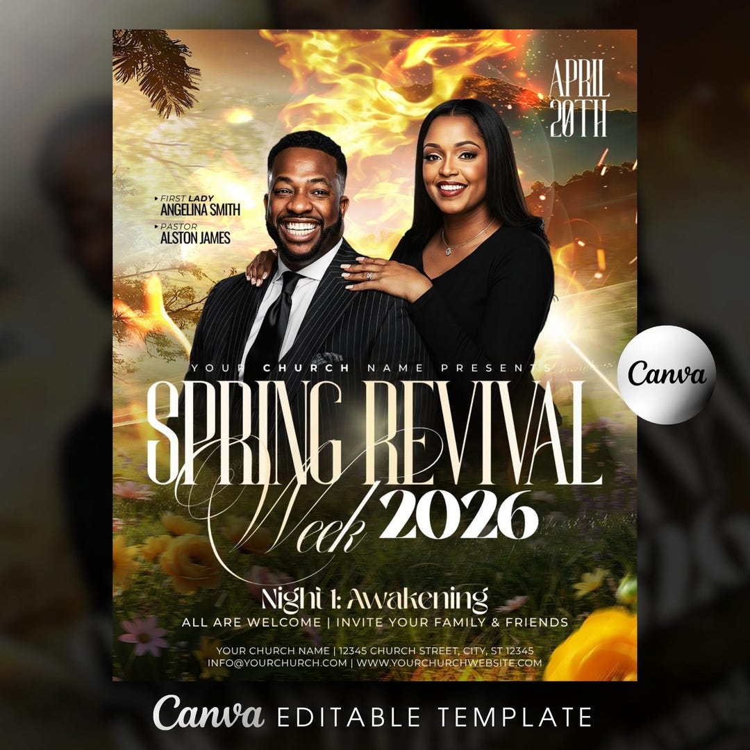 Spring Revival Church Flyer Template-editable Canva-worship Revival ...