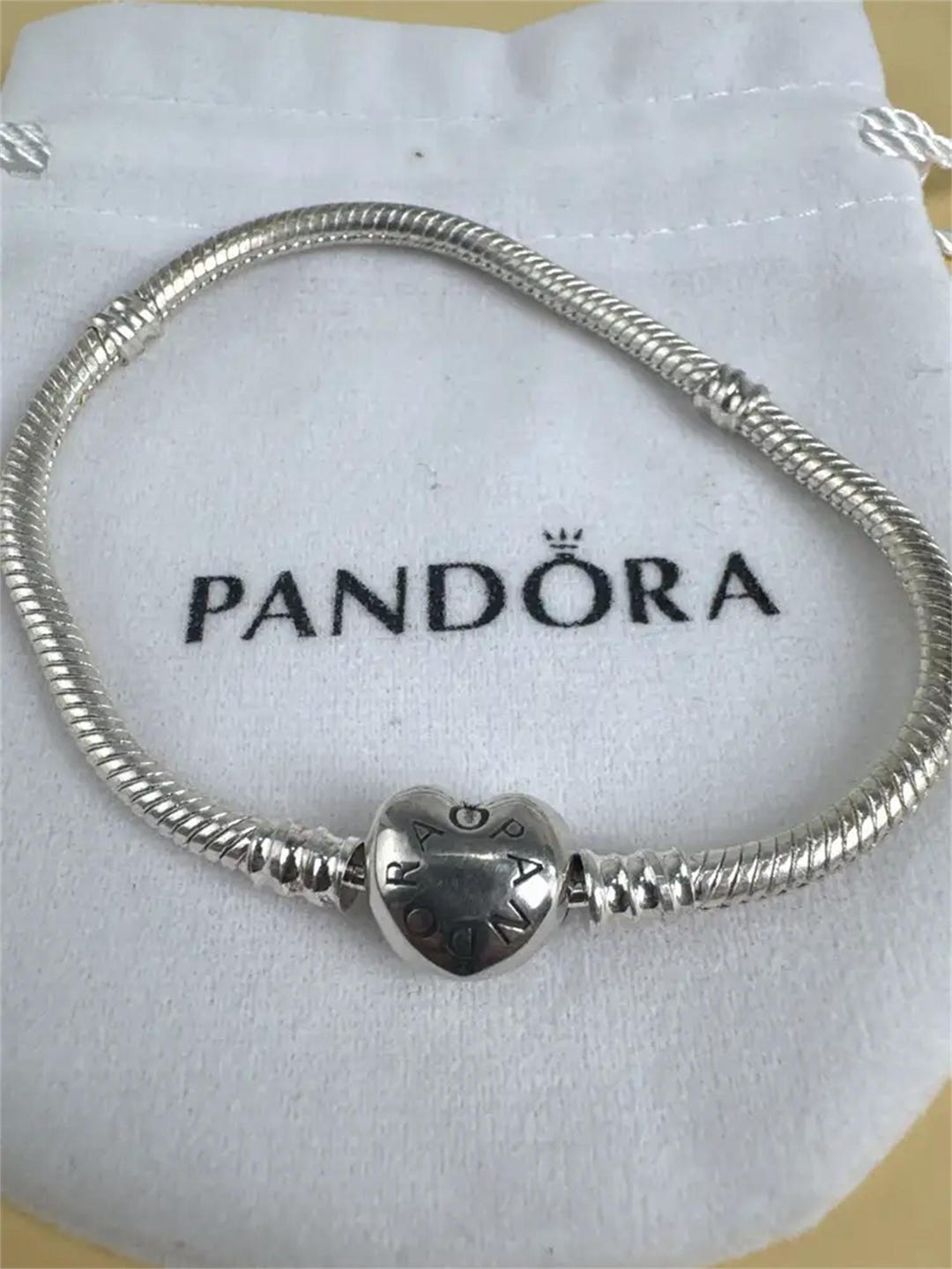 Pandora Moments Heart Clasp Snake Chain Bracelet,charm Bracelet, S925 ...