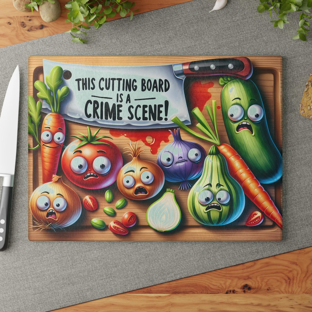 Funny Crime Scene Glass Cutting Board Kitchen Decor Novelty Gift ...