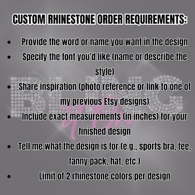 CUSTOM RHINESTONE SVG - Custom Name, Size, and Design - Etsy