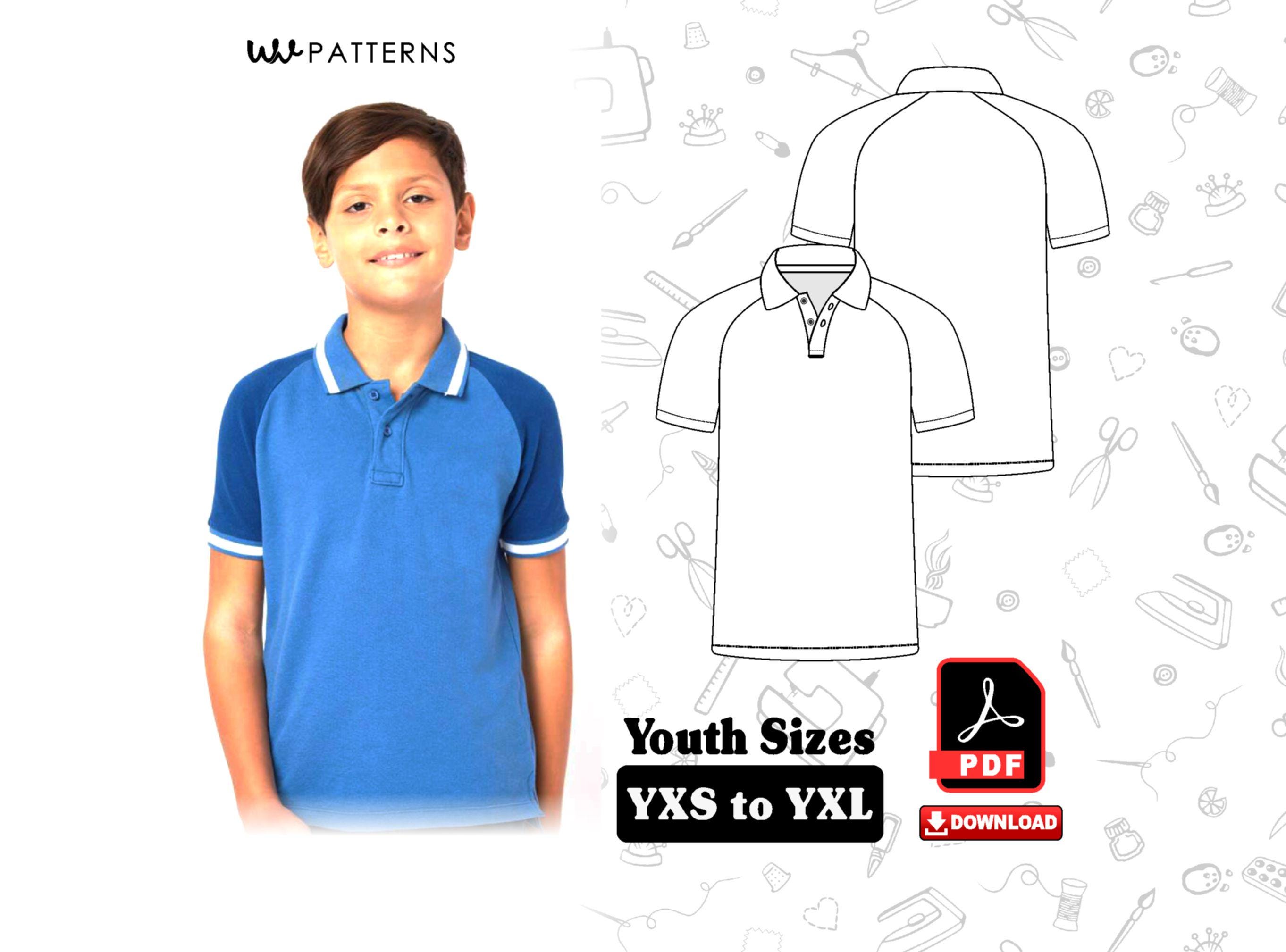 Kids Raglan Polo Shirt Sewing Pattern: YXS-YXL (PDF Download) - Etsy