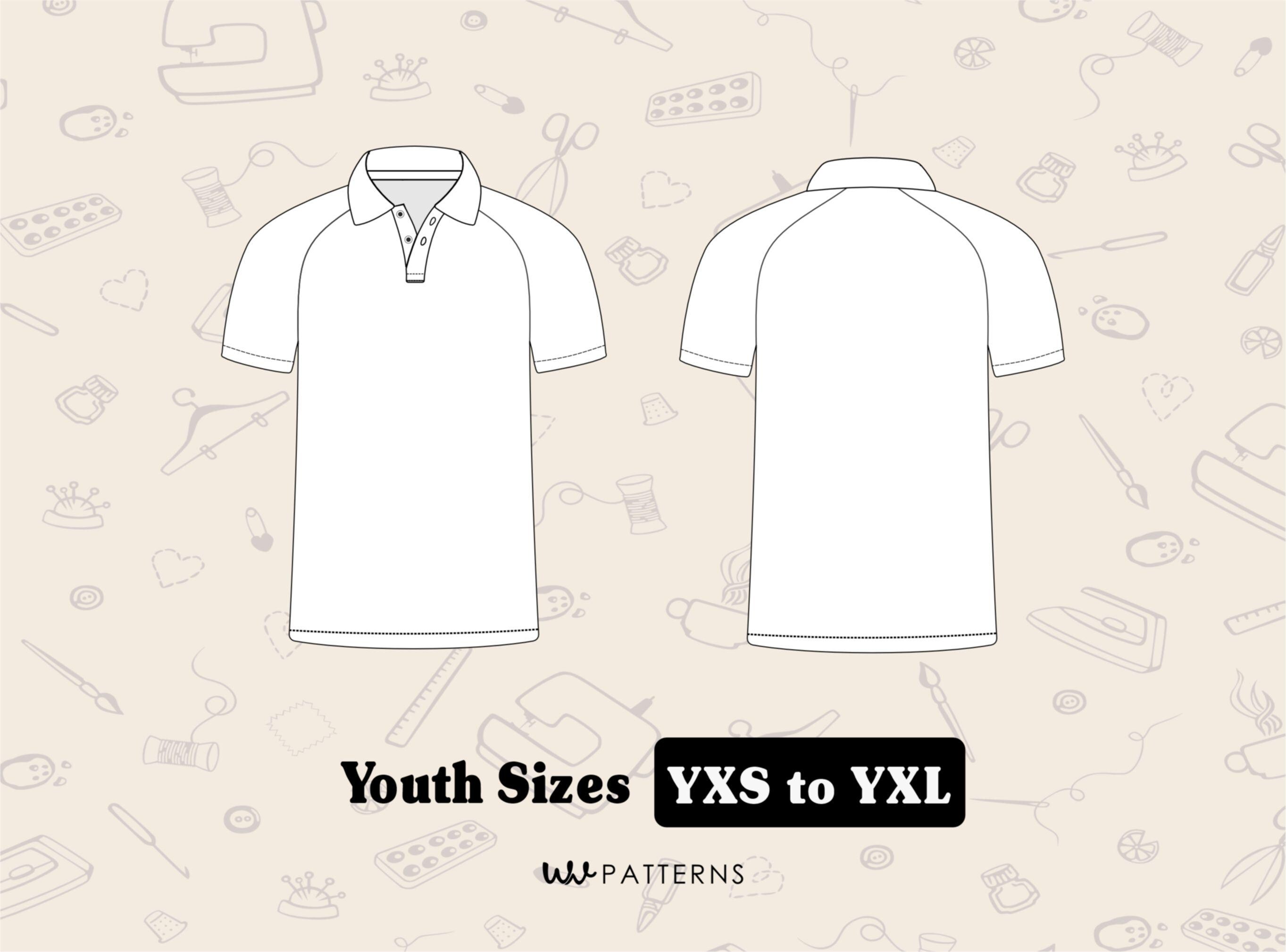Kids Raglan Polo Shirt Sewing Pattern: YXS-YXL (PDF Download) - Etsy