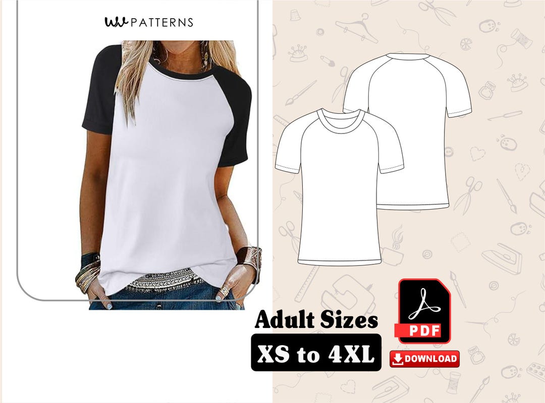 T Shirt Raglan Short Sleeve Sewing Patterns for Women | Women American ...