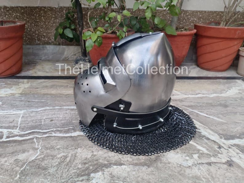 Medieval Italian Bascinet Klappvisor Helmet – Buhurt Fighting Chainmail ...