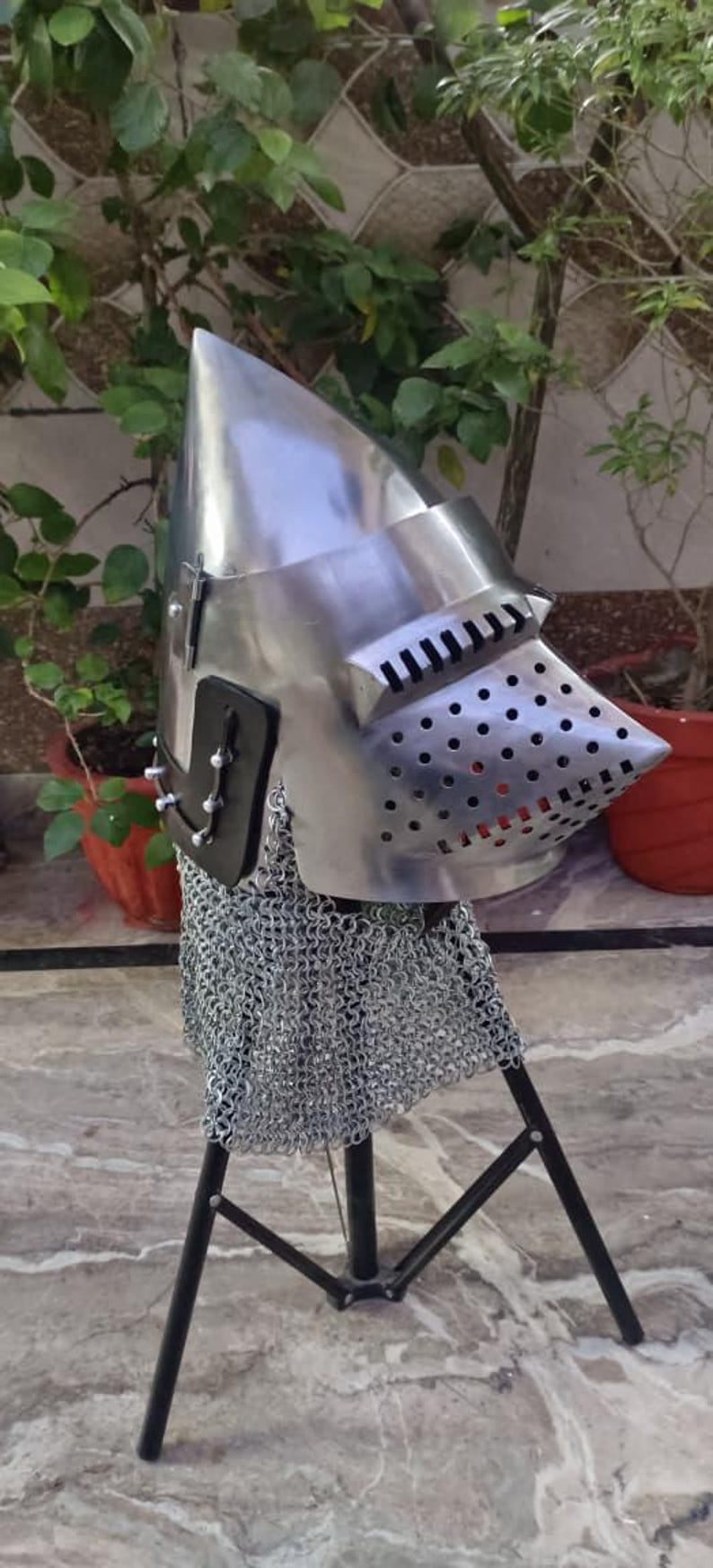 Medieval Bascinet Helmet With Klappvisor | 16 Gauge Steel | Padded ...