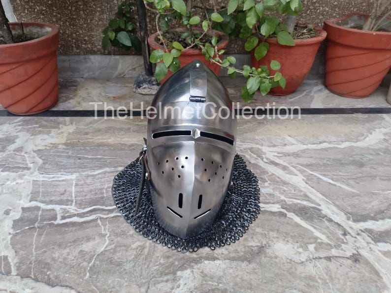 Medieval Italian Bascinet Klappvisor Helmet – Buhurt Fighting Chainmail ...
