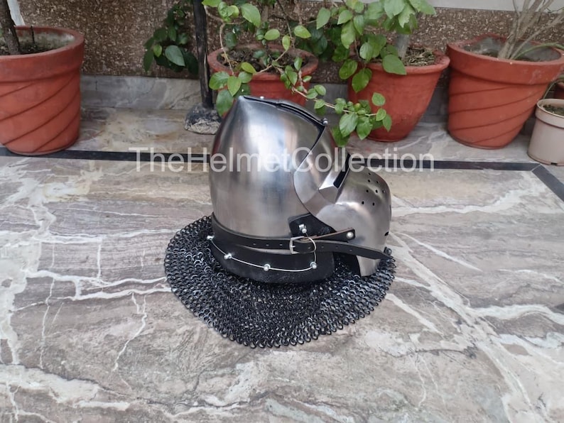 Medieval Italian Bascinet Klappvisor Helmet – Buhurt Fighting Chainmail ...