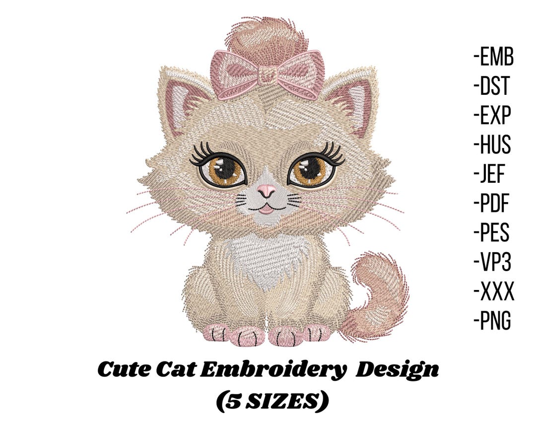 Cute Kitten Embroidery Design, Playful Kitty Pattern (instant Download ...