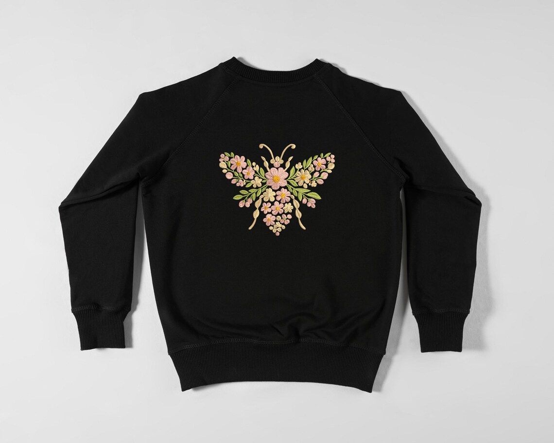 Floral Bee Machine Embroidery Design (instant Download) - Etsy