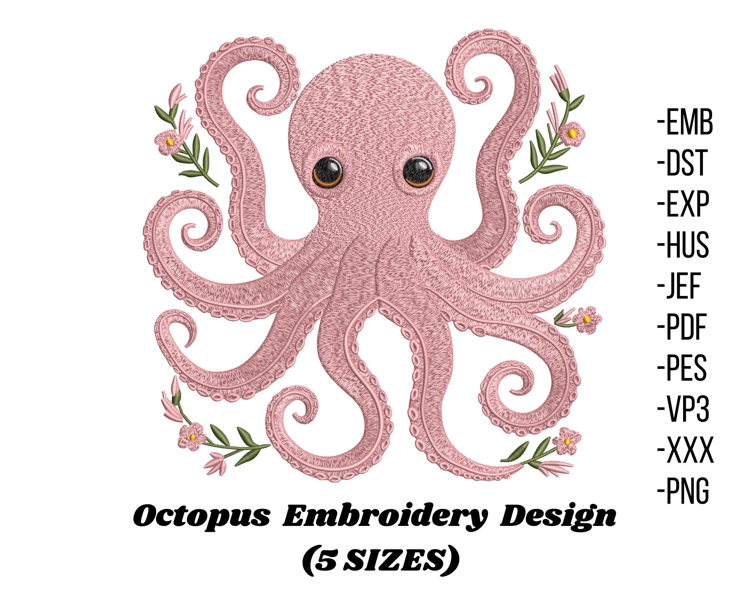 Octopus Embroidery Design | Octopus Floral Embroidery Design | Sea ...