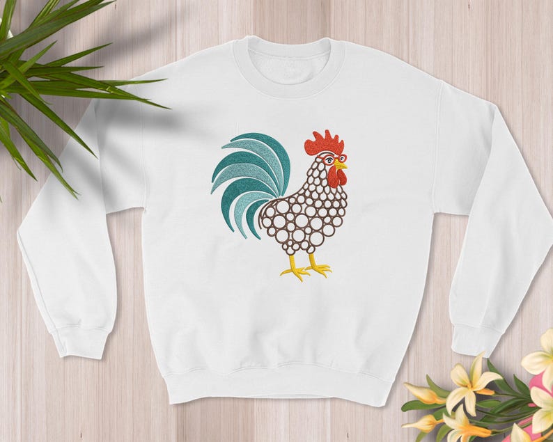Funny Rooster Machine Embroidery Design - Fun Chicken Rooster Stitching ...