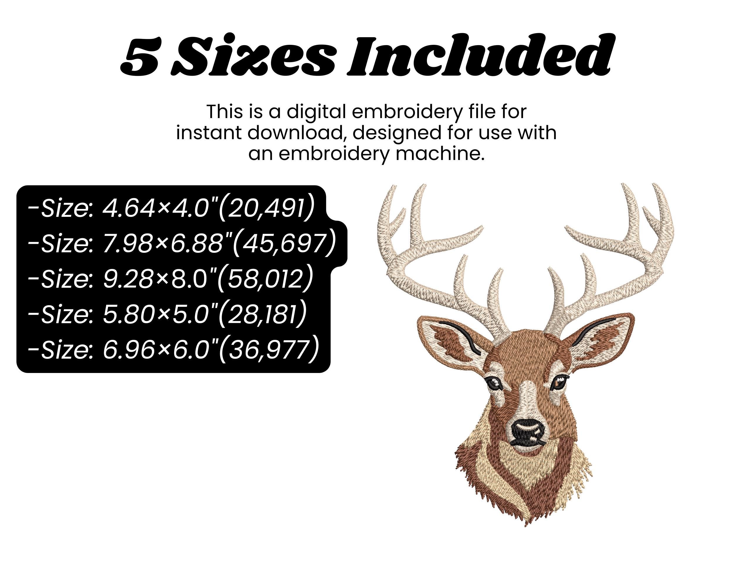 Realistic Deer Embroidery Design, Buck Head, Rustic Decor (digital ...