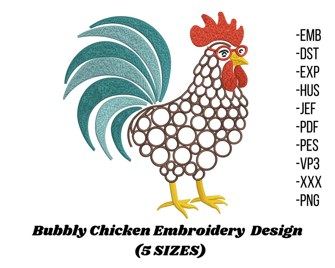 Funny Rooster Machine Embroidery Design - Fun Chicken Rooster Stitching ...