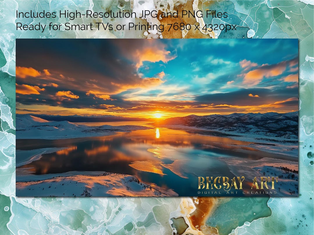 Fading Light Lake Tahoe Digital TV Art – AI Landscape Downloads for 16: ...