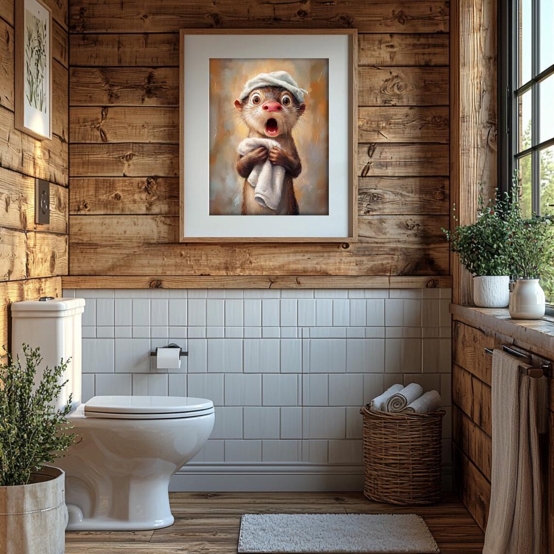 Otter Bathroom Wall Art, Cute Animal Toilet Humor, Digital Art ...