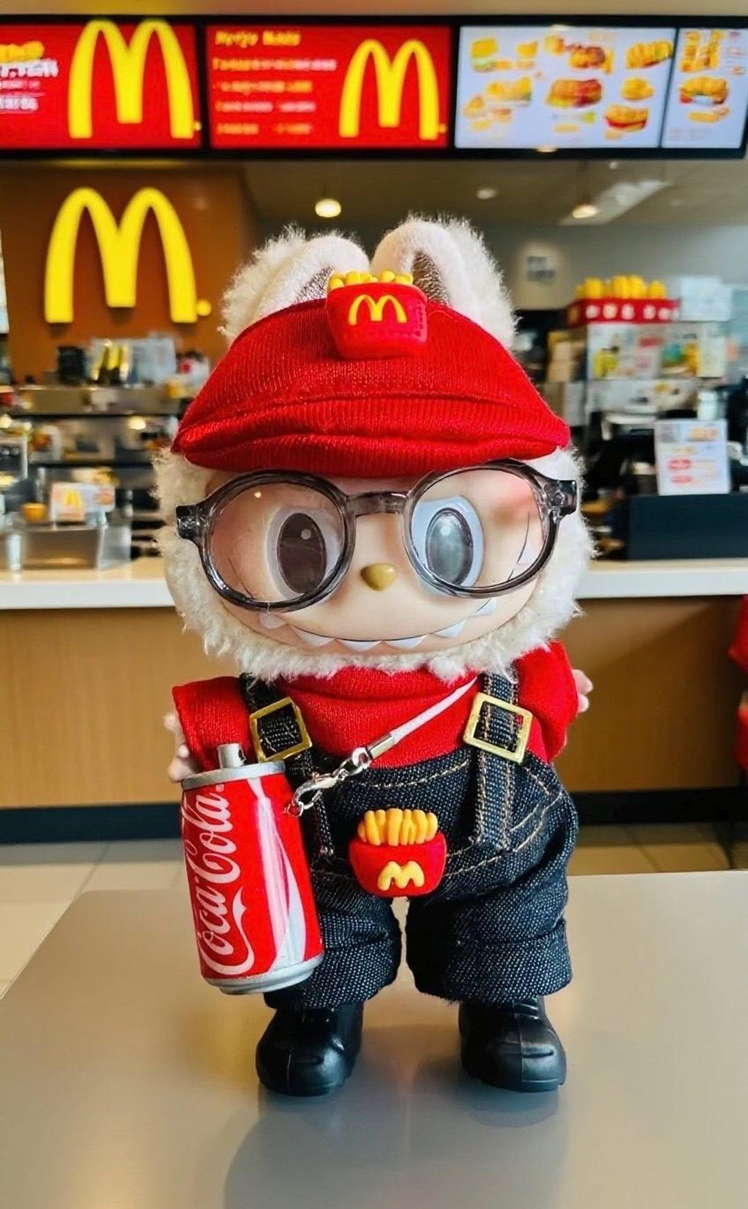 Fast Food Worker-inspired Labubu Look – 6-piece Set Featuring Glasses ...