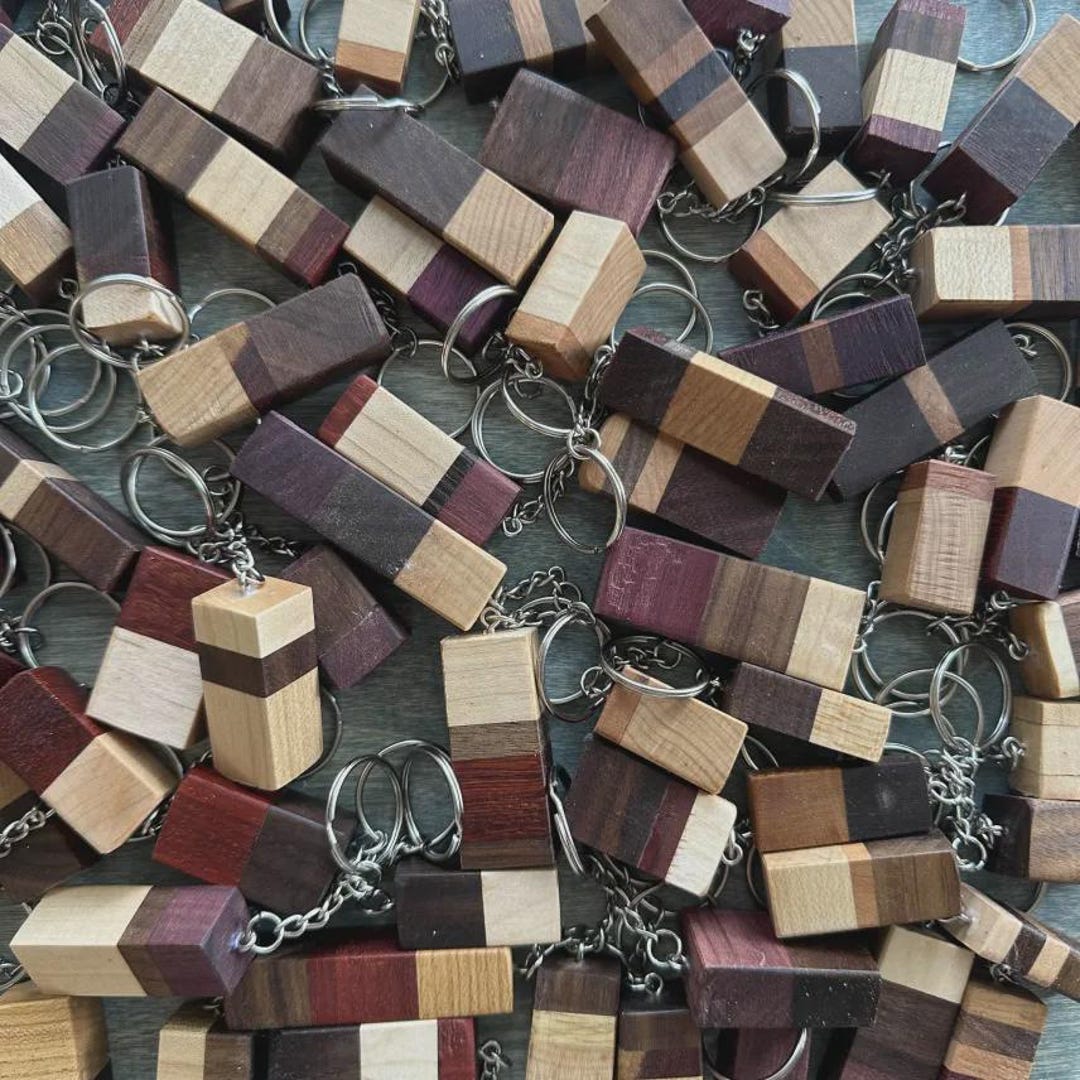 Patchwork Wood Keychain – Mixed Hardwood, Eco-friendly, Unique - Etsy