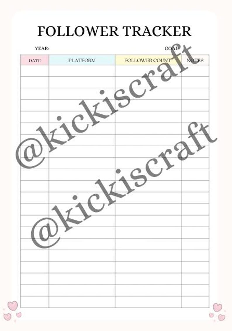 Social Media Follower Tracker - Printable Planner - PDF - Etsy Canada