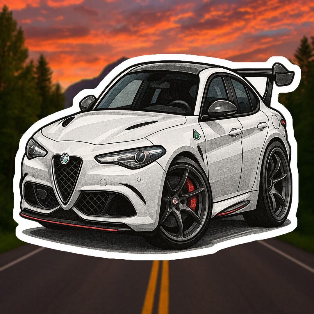 Alfa Romeo Giulia Sticker Italian Sports Car Decal Cartoon Giulia ...