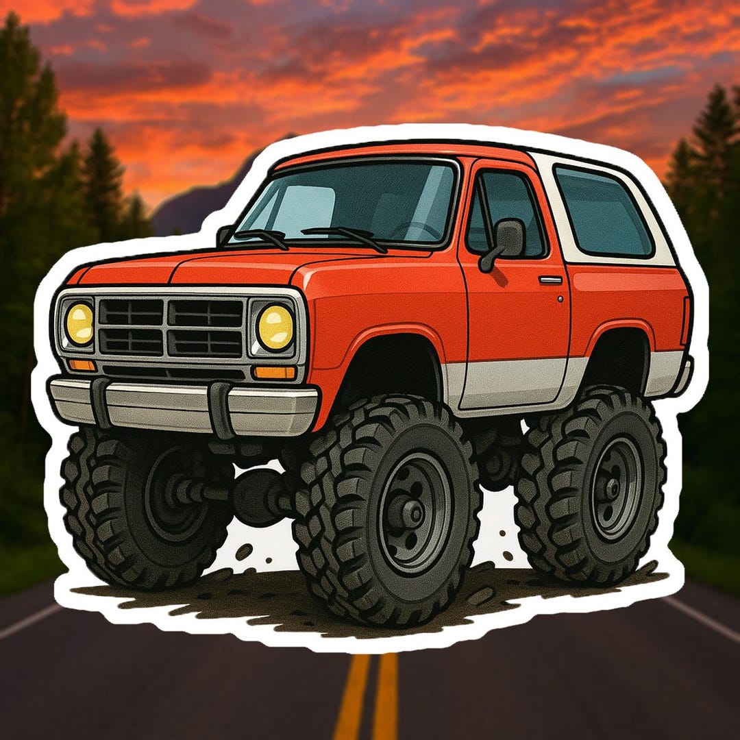 Dodge Ramcharger Sticker – Classic SUV Cartoon Decal – Retro 4x4 Vinyl ...