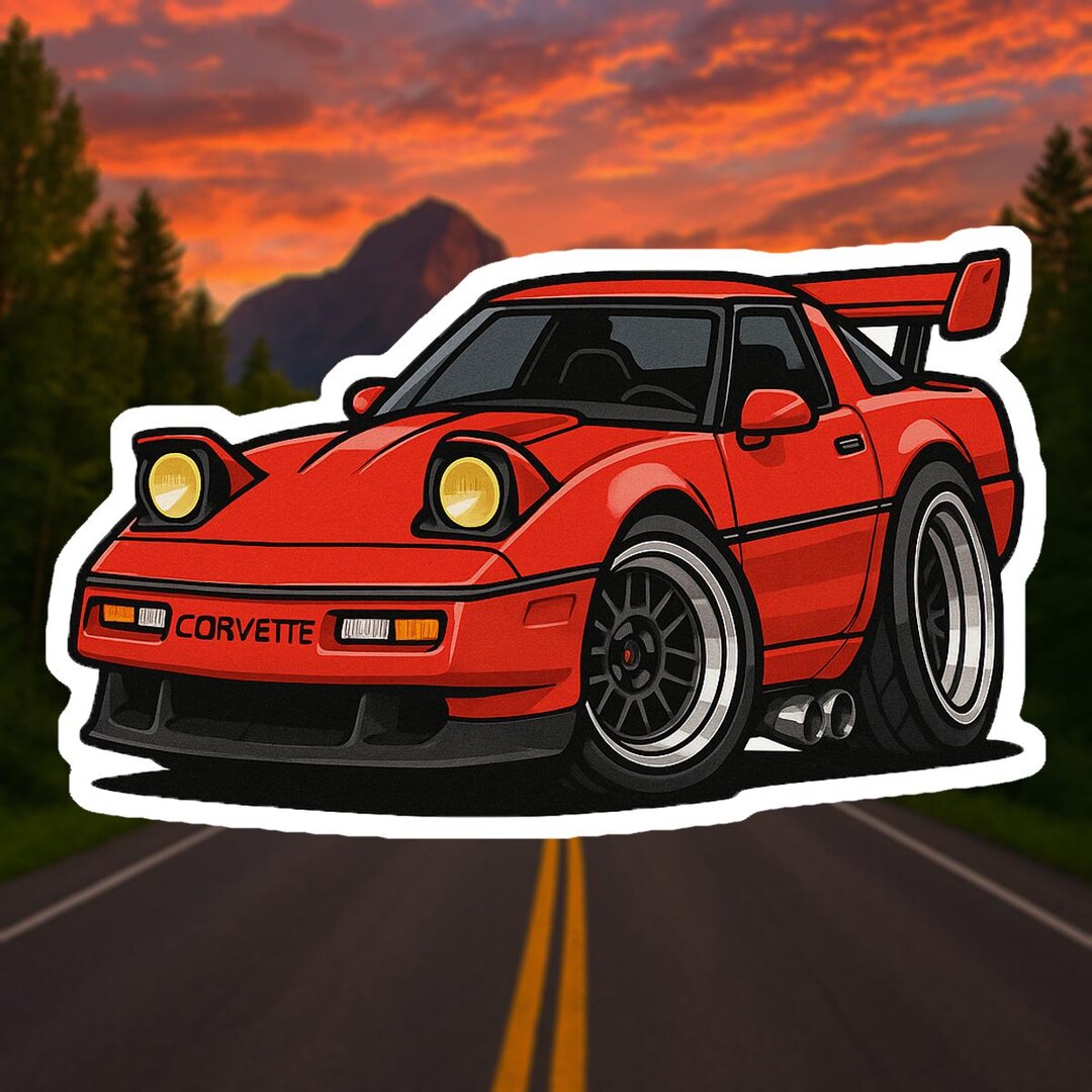 Corvette C4 Sticker Chevy Corvette Decal Funny Cartoon Sticker for ...