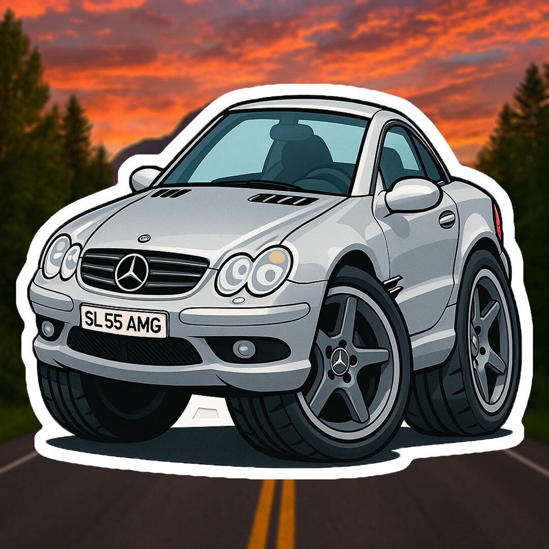 SL55 AMG Sticker Mercedes Roadster Decal Funny Cartoon Sticker for ...