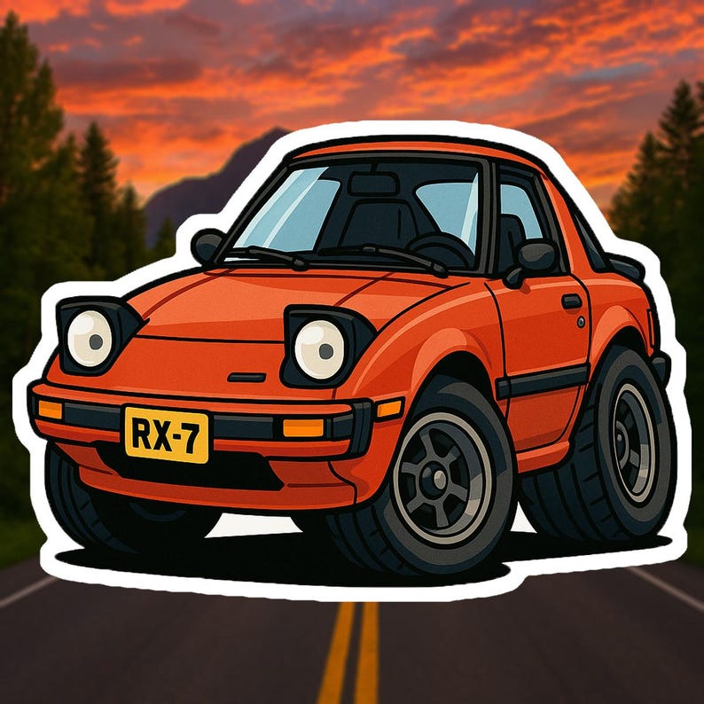 Mazda RX-7 FB Sticker JDM Rotary Car Decal Funny Cartoon Sticker for ...