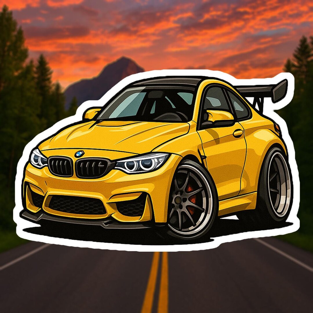 BMW M4 Sticker Performance Sports Car Decal Cartoon M4 Sticker for ...