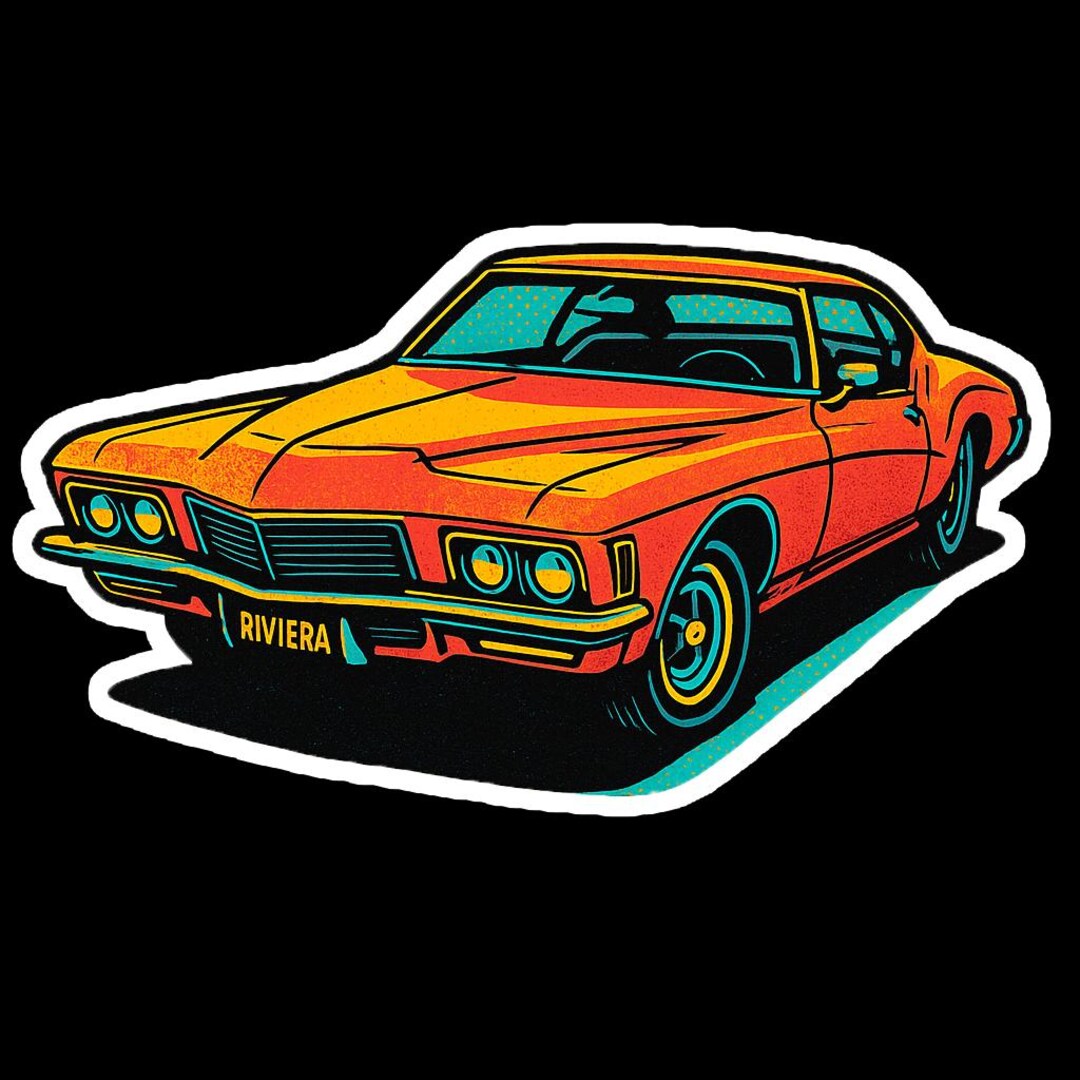 Buick Riviera Boat-tail Sticker – Retro Pop Art Classic Car Decal for ...