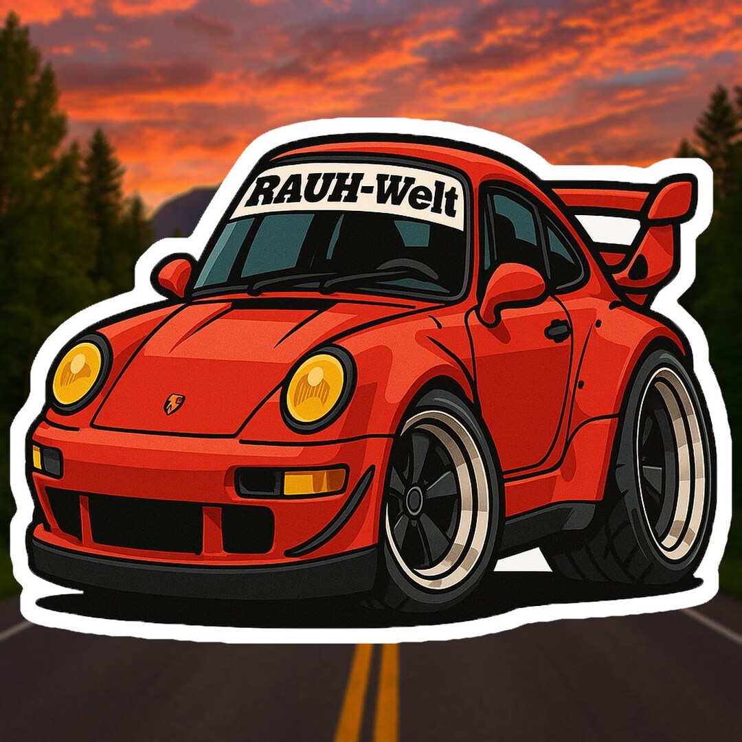 RWB Porsche Sticker Widebody 911 Decal Funny Cartoon Sticker for Laptop ...
