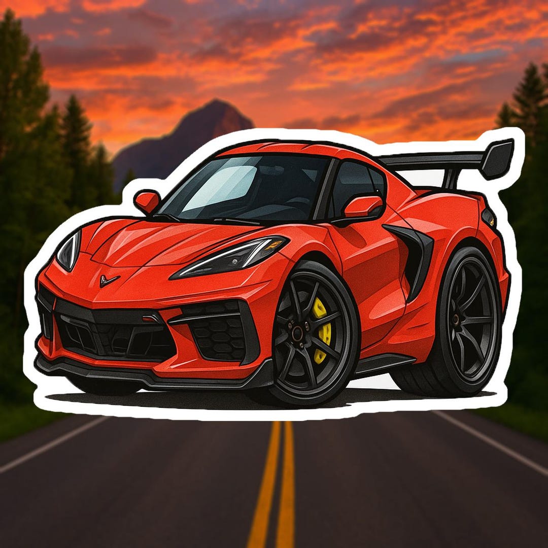 Corvette C8 Sticker Chevy Corvette Decal Funny Cartoon Sticker for ...