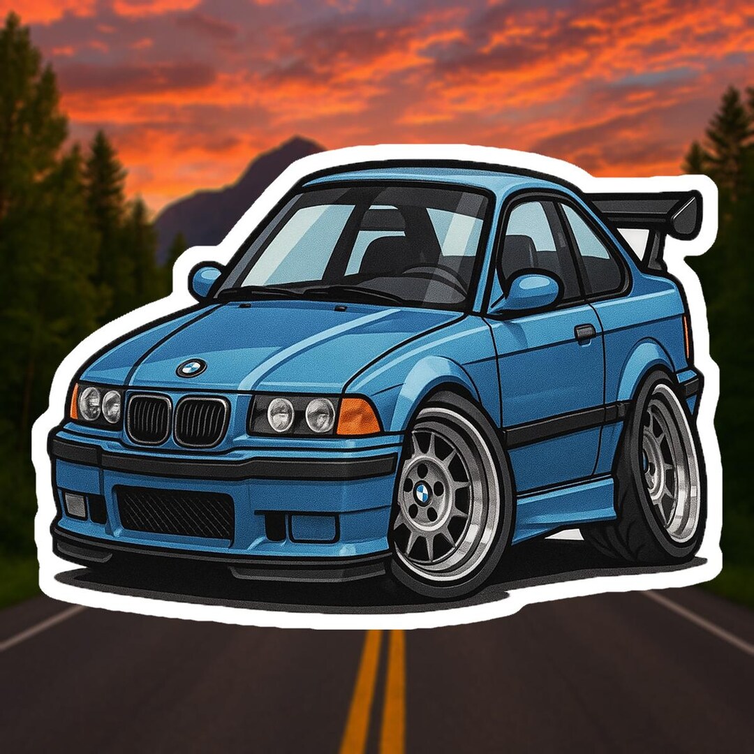 BMW M3 E36 Sticker Classic Sports Car Decal Cartoon E36 M3 Sticker for ...