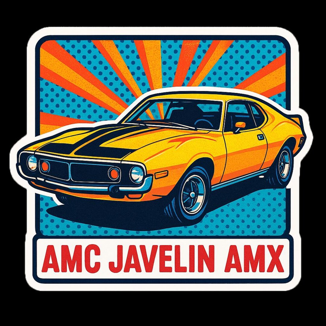 AMC Javelin AMX Sticker – Fun Pop Art Muscle Car Decal for Classic Car ...