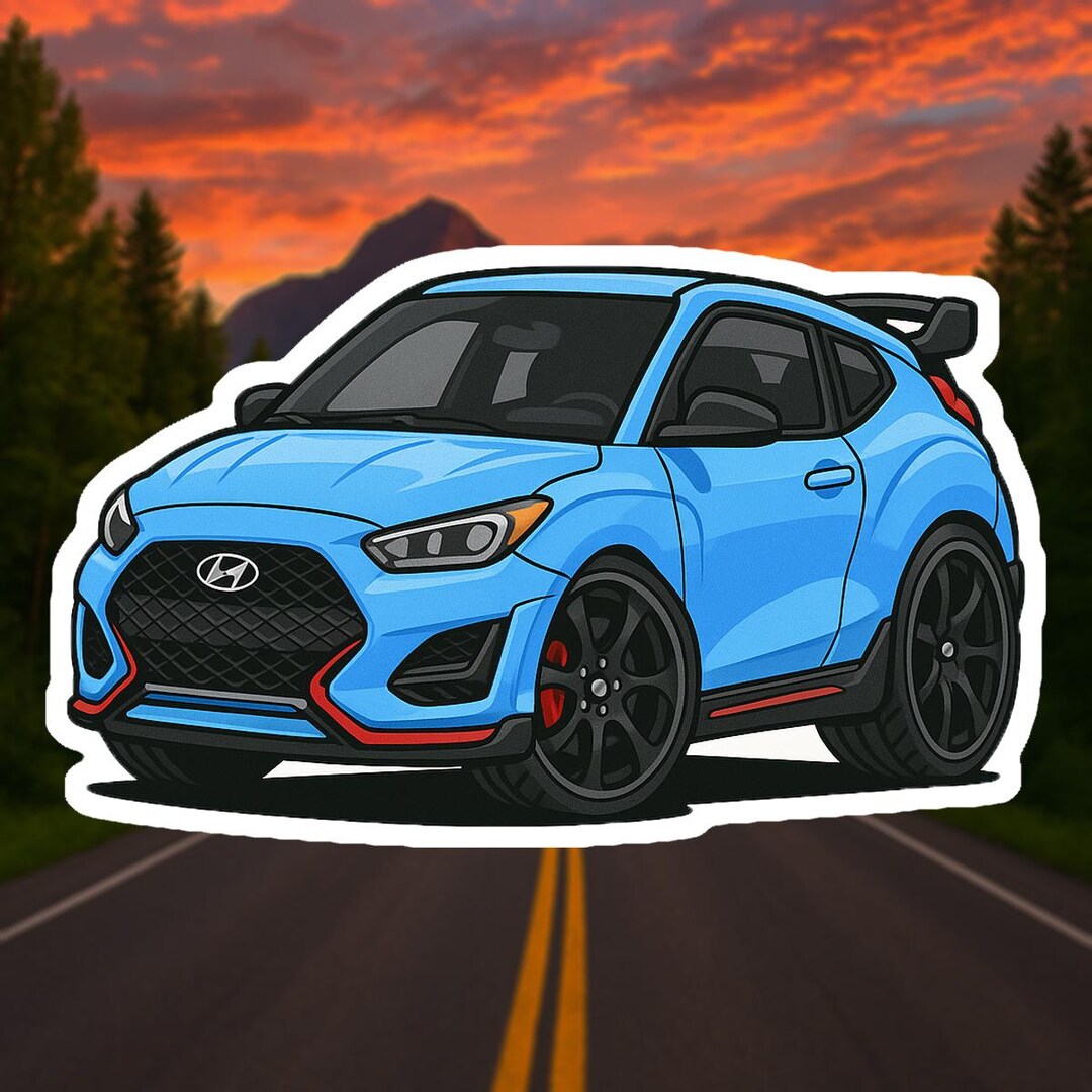 Hyundai Veloster N Sticker – Turbo Hot Hatch Cartoon Decal – Sport ...