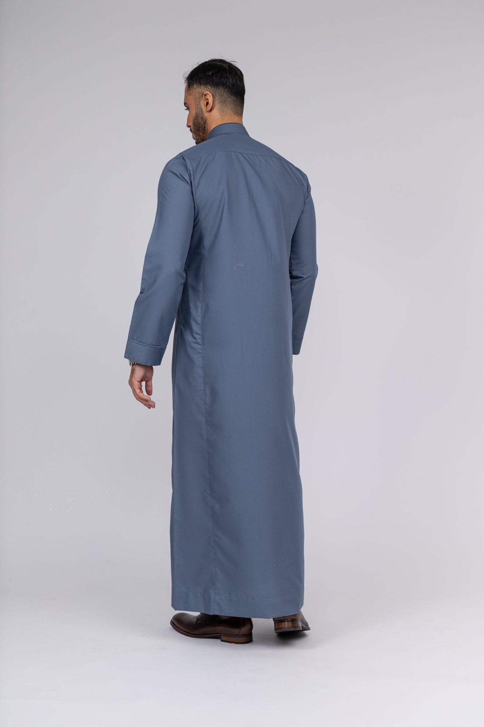 Grey Al-aseel Embroidered Thobe - Etsy