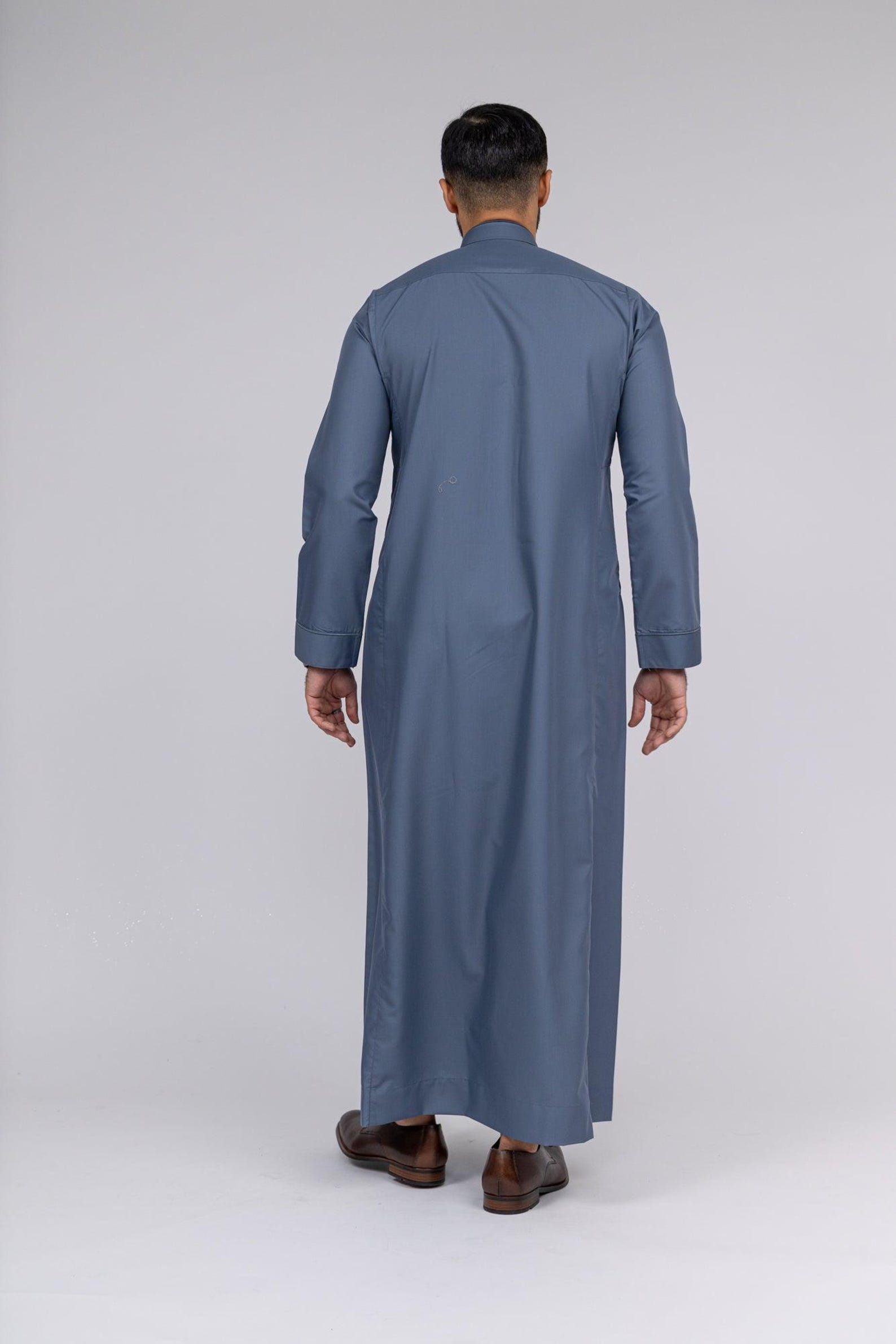 Grey Al-aseel Embroidered Thobe - Etsy