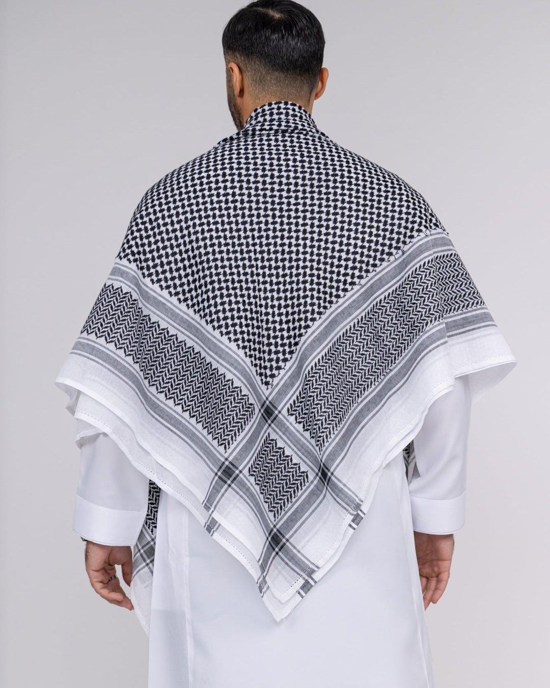 Black and White Arab Shemagh Headscarf - Etsy UK
