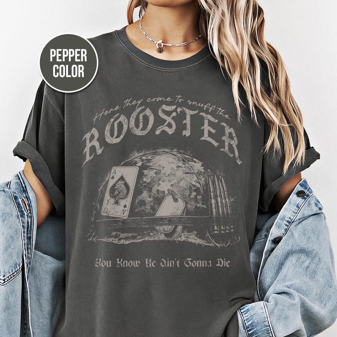 Military Shirt, Rooster, Gothic Vintage Shirt, Comfort Colors Tee ...