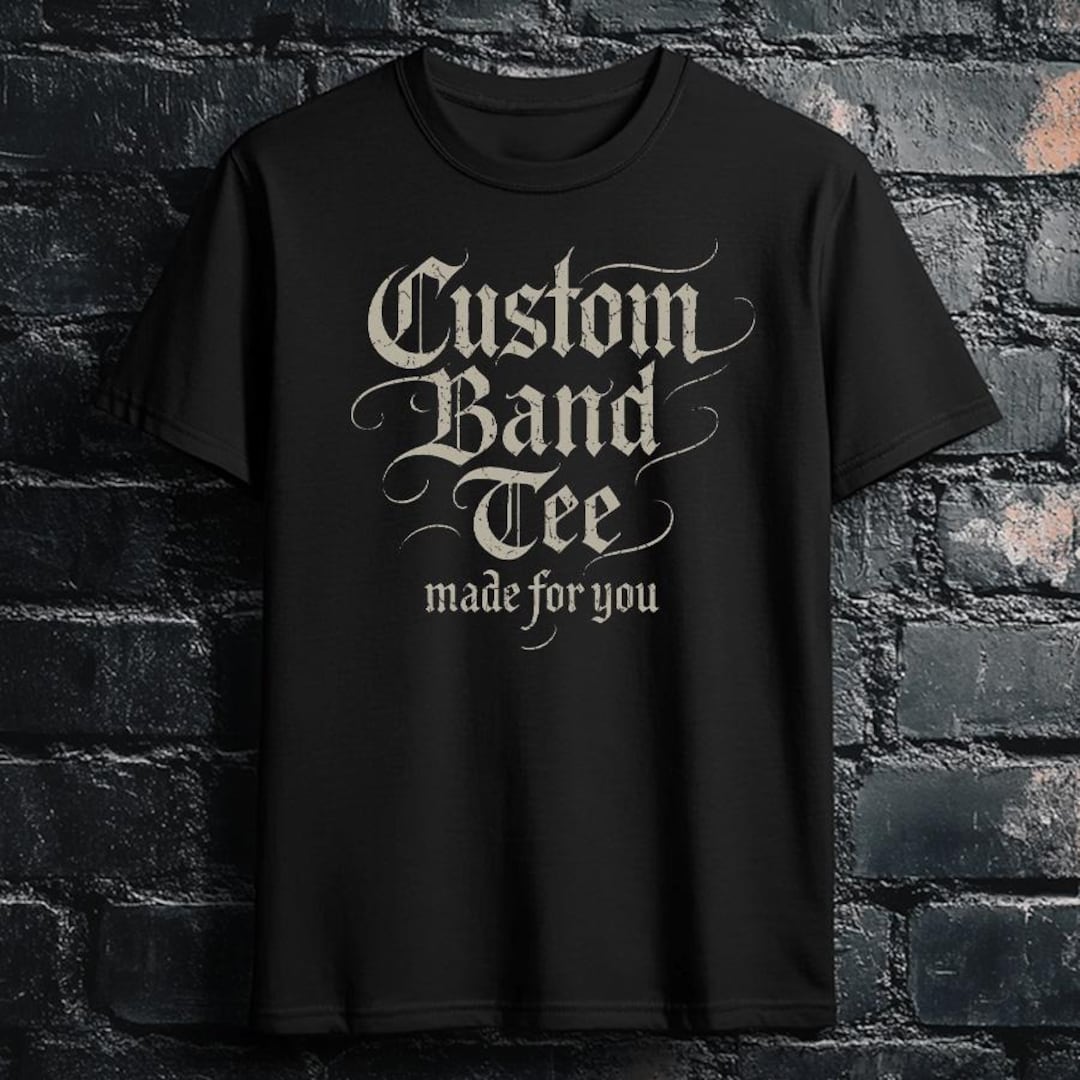 Custom Band Tee With Front Print, Personalized Rock Shirt, Gothic Music ...