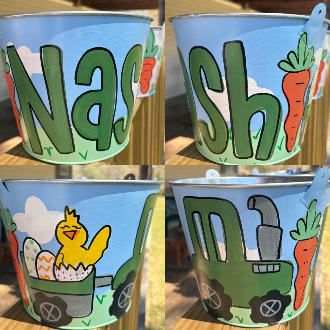 Hand Painted Easter Basket Easter Pail Easter Bucket Kids - Etsy