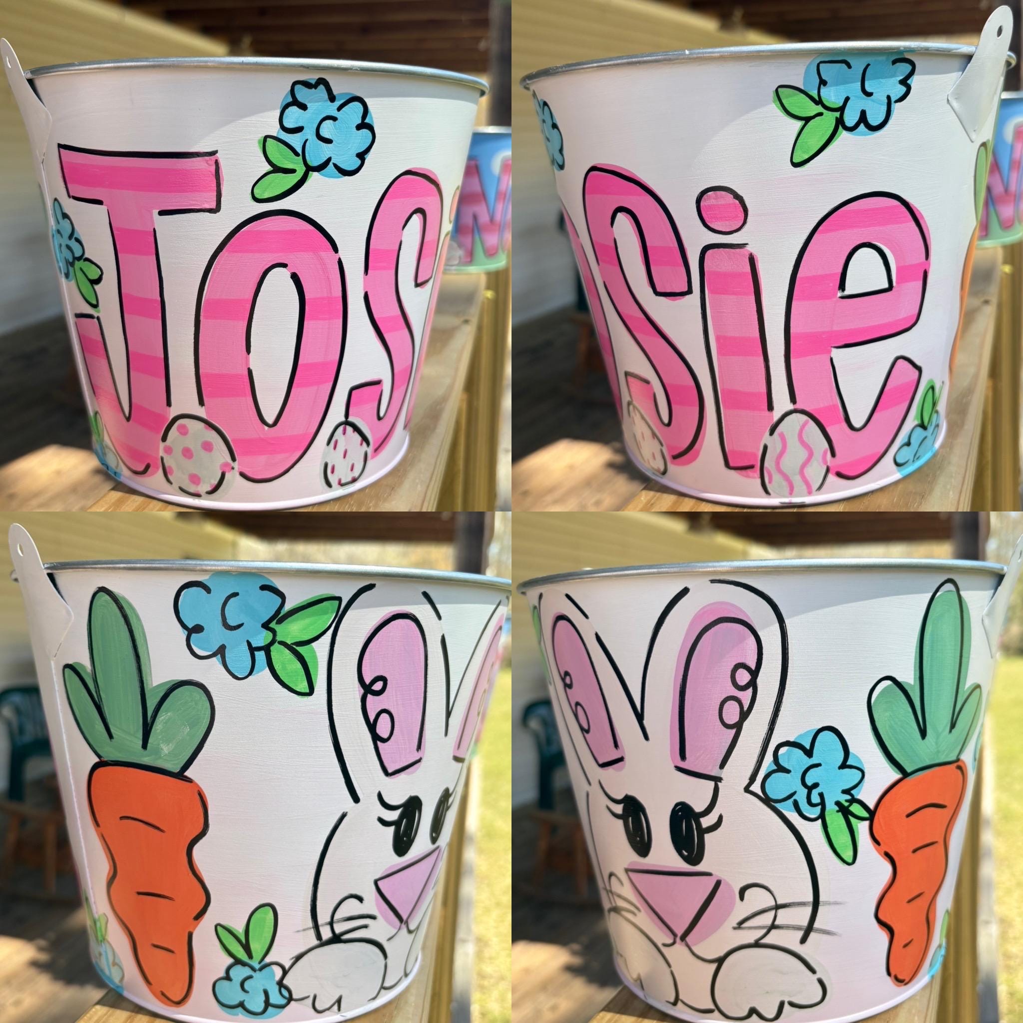 Hand Painted Easter Basket Easter Pail Easter Bucket Kids - Etsy