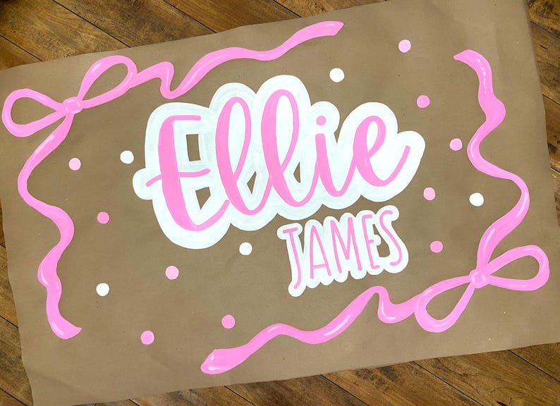 Girly Bows Preppy Floral Paper Party Banner - Etsy