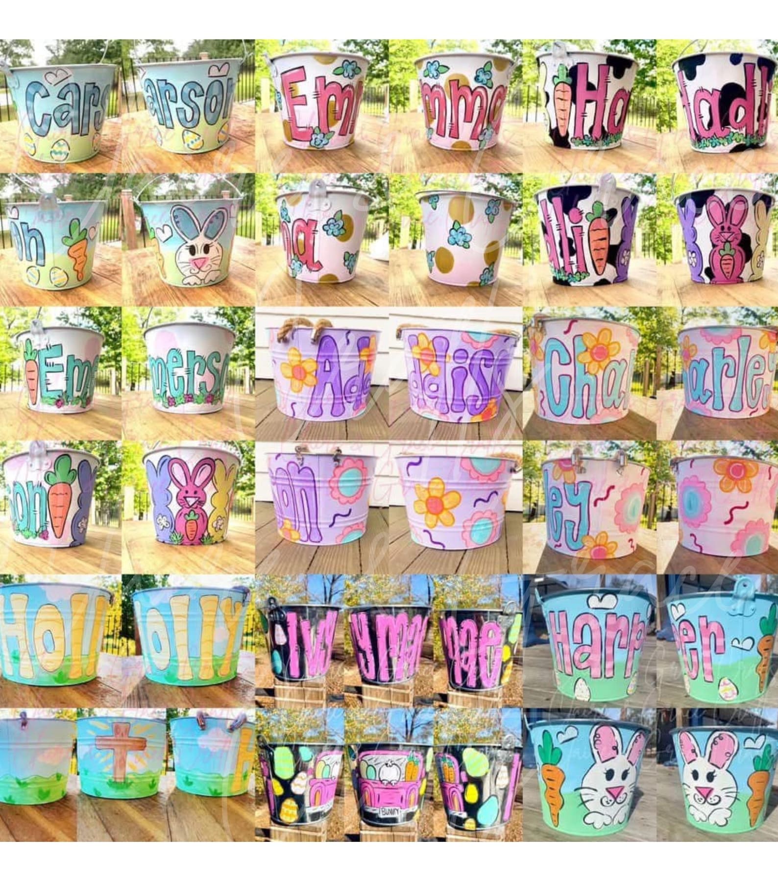 Hand Painted Easter Basket Easter Pail Easter Bucket Kids - Etsy
