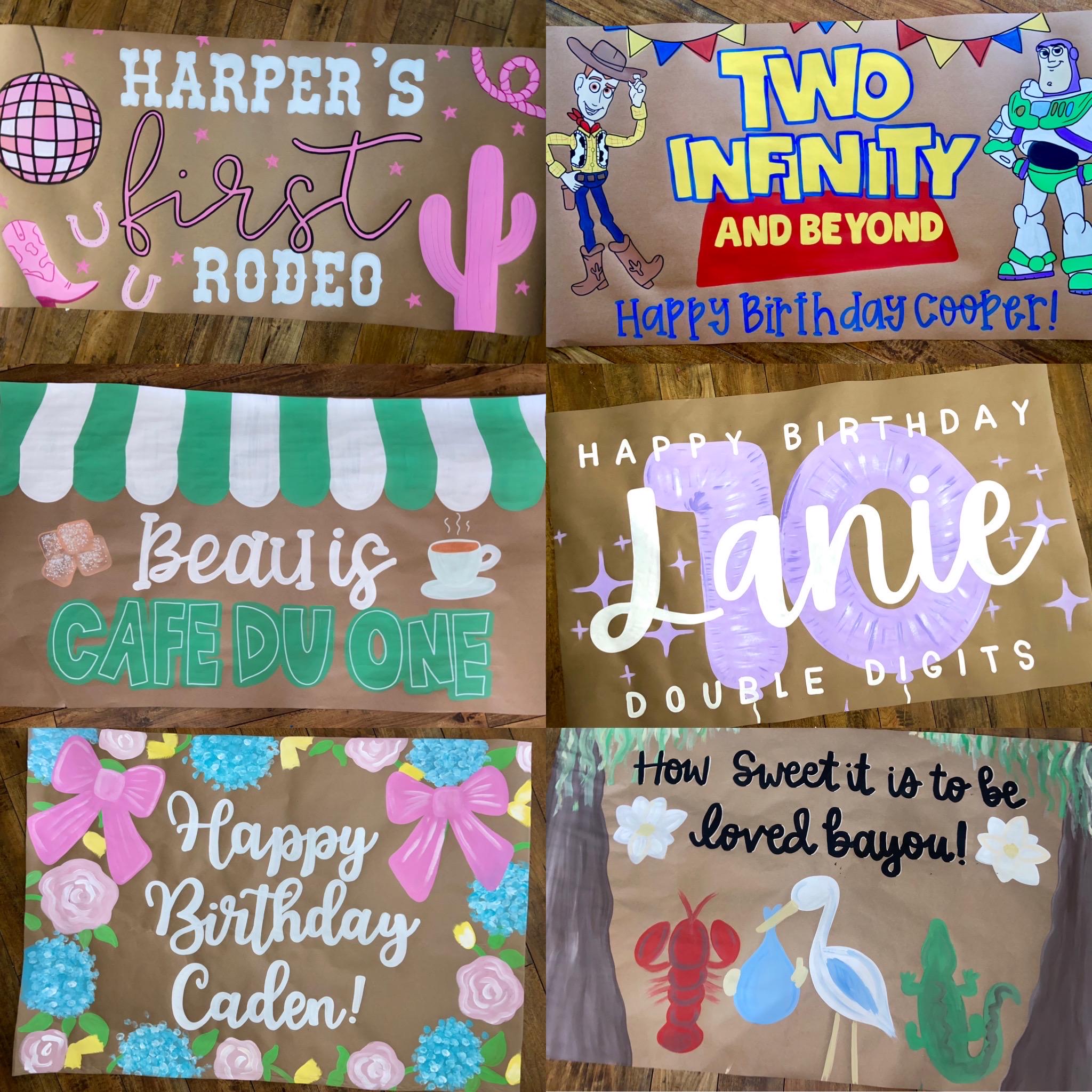 Painted Party Banner Birthday Banner Bows Baseball Mermaid Beach One ...