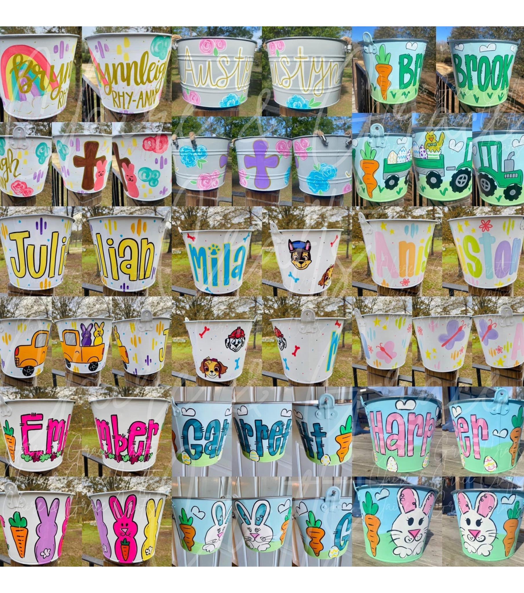 Hand Painted Easter Basket Easter Pail Easter Bucket Kids - Etsy