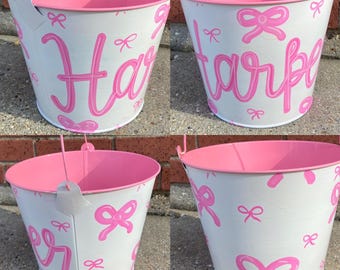 Hand Painted Easter Basket Easter Pail Easter Bucket Kids - Etsy